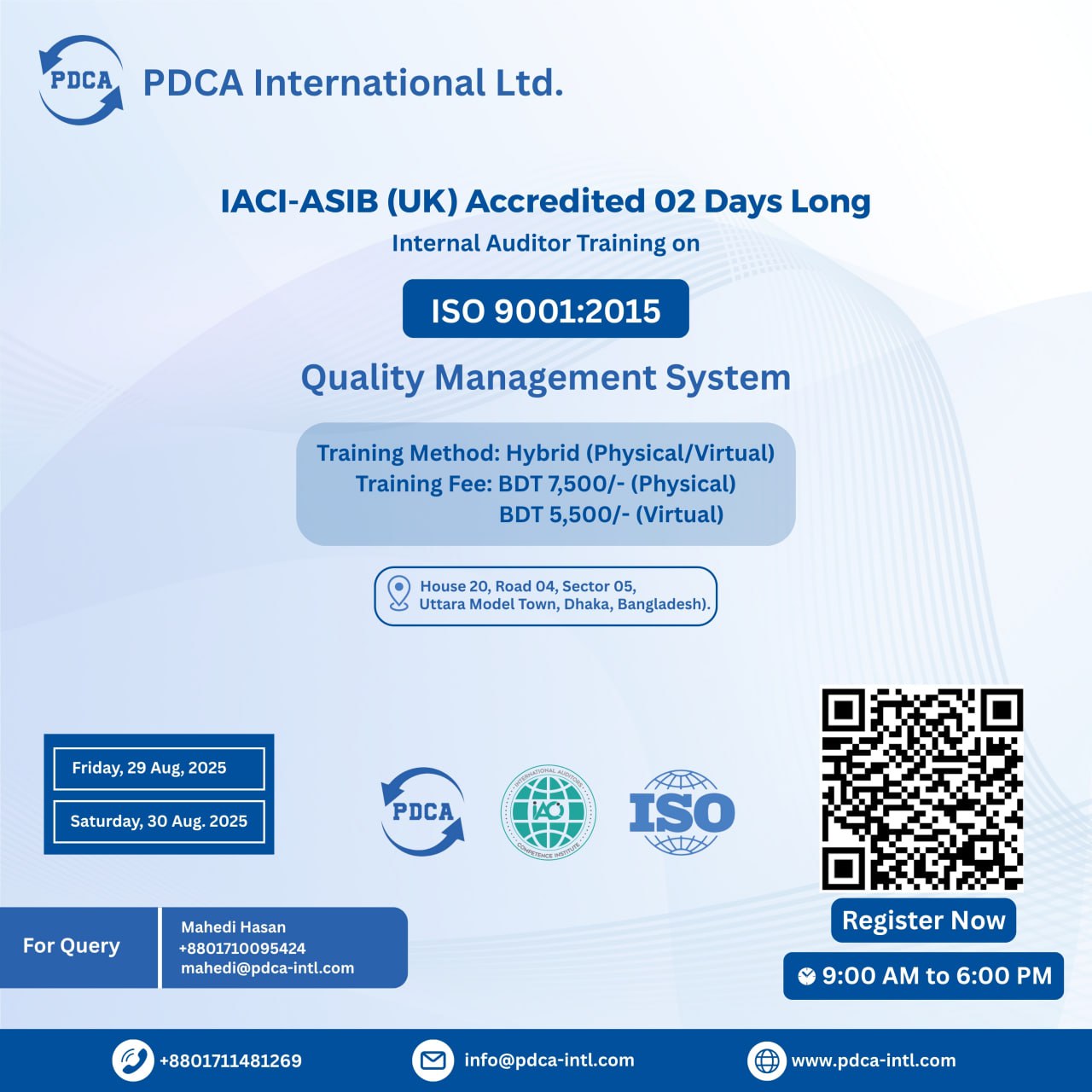 Internal Auditor Training on ISO 9001:2015 (QMS)